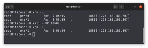 Linux에서 SSH에서 사용자를 로그아웃하는 방법