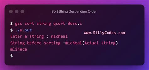 Sort The Characters Of A String In C Sort String In Ascending And Descending Order