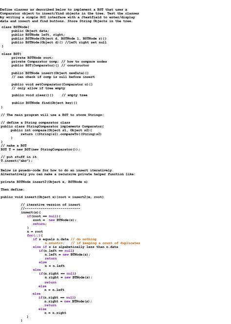 solved binary search tree program in java