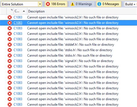 how do i fix this issue c1083 cannot open include file winsock2 h no such file or directory