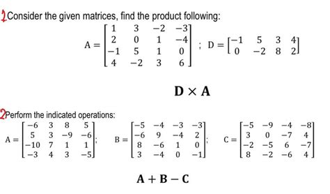 solved 1 consider the given matrices find the product