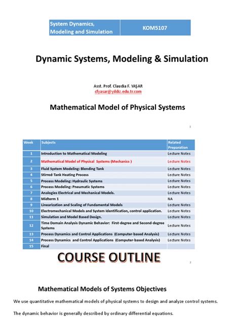 dynamic systems modeling and simulation mathematical model of physical systems pdf