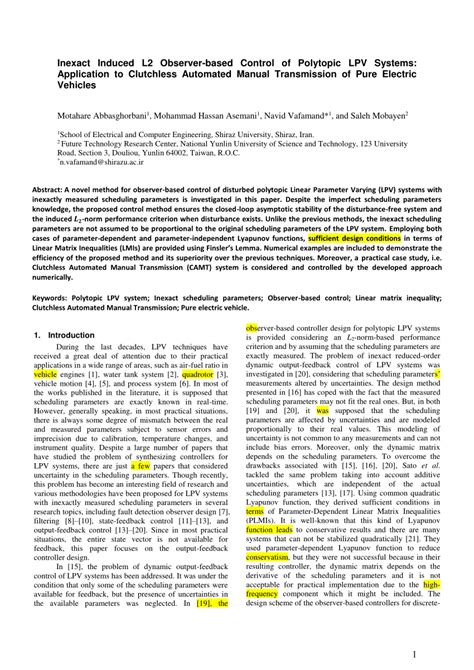 pdf inexact induced l2 observer based control of polytopic lpv systems application to