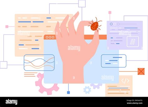 Hand Bug Fixing Technical Programmer Fix Leak Information Or Software