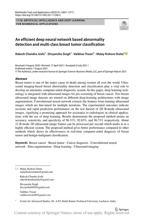 an efficient deep neural network based abnormality detection and multi class breast tumor