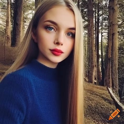 Russian Girl 25yo Realistic Face Realistic Big Green Eyes Very Long Straight Blonde Hair