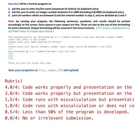 solved question write a fortran program to 1 ask the user