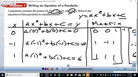 4 3 modeling with quadratic functions part 1 youtube