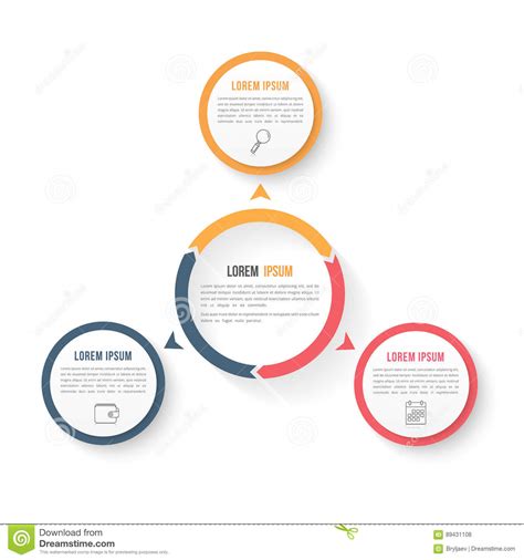 Circle Infographic Template With Three Elements Stock Vector