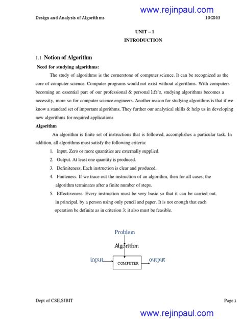 cse iv design and analysis of algorithms 10cs43 notes pdf time complexity dynamic