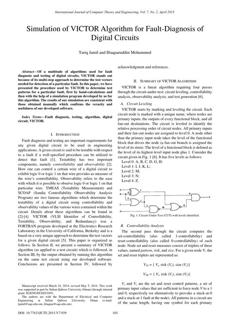 pdf simulation of victor algorithm for fault diagnosis of digital circuits