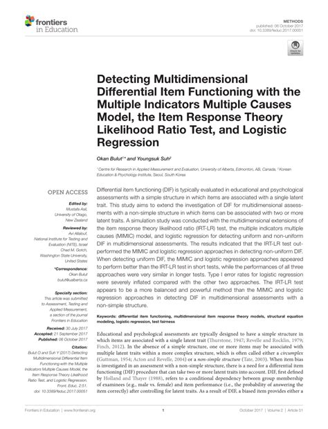 pdf detecting multidimensional differential item functioning with the multiple indicators