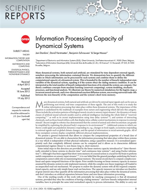 pdf information processing capacity of dynamical systems