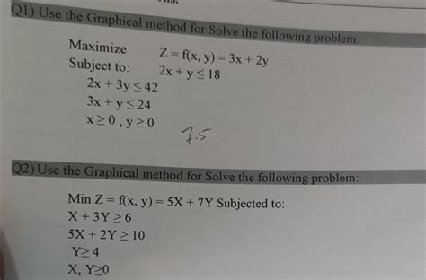 solved q1 use the graphical method for solve the following