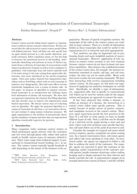 pdf unsupervised segmentation of conversational transcripts
