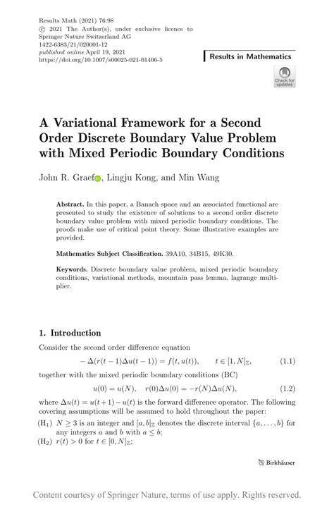 a variational framework for a second order discrete boundary value problem with mixed periodic