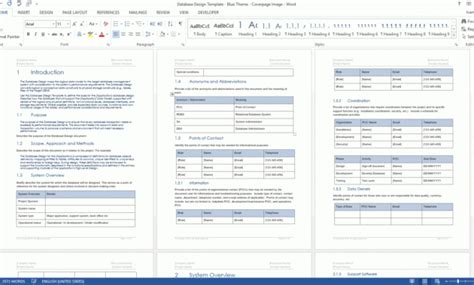 Database Design Document Ms Word Template Ms Excel Data Model Within