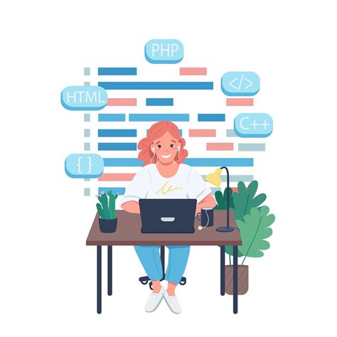 female programmer flat color vector detailed character 1815367 vector art at vecteezy