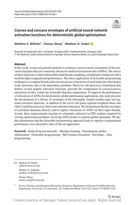 convex and concave envelopes of artificial neural network activation functions for deterministic