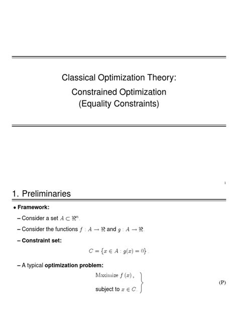 classical optimization theory constrained optimization equality constraints pdf maxima