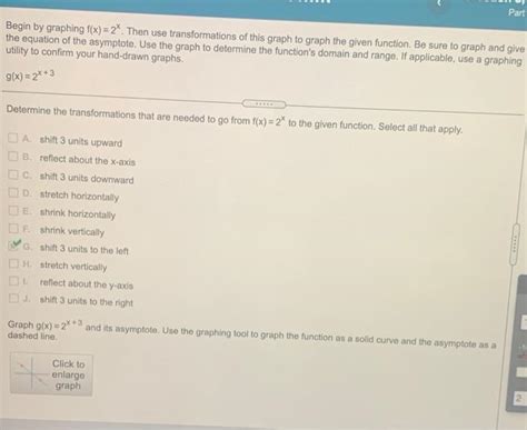 solved part begin by graphing f x 2 then use