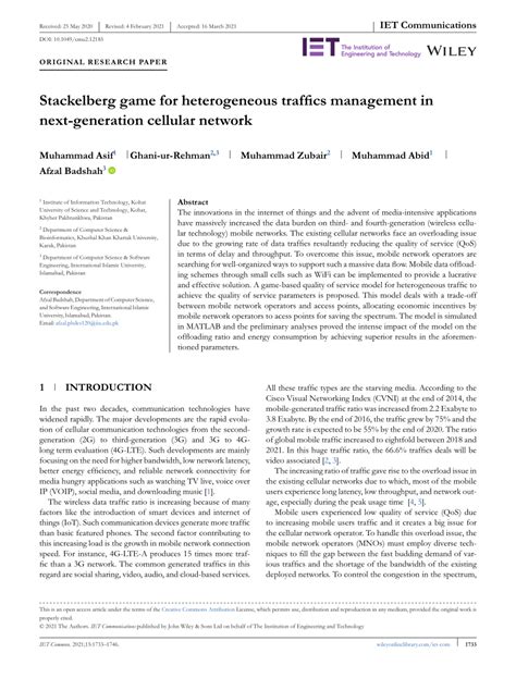 pdf stackelberg game for heterogeneous traffics management in next‐generation cellular network