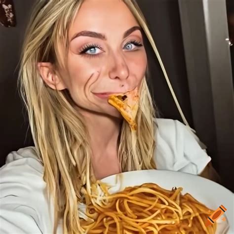 Corinna Kopf Enjoying Spaghetti On Craiyon