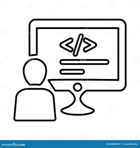 Coding Programmer Programming Line Icon Outline Vector Stock