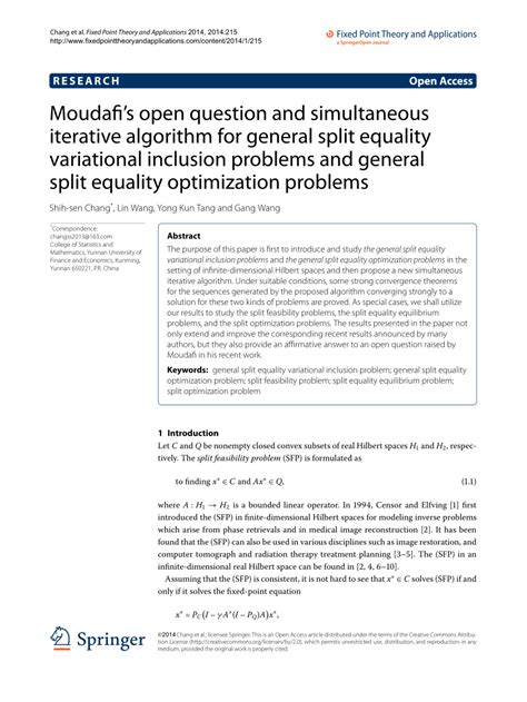 pdf moudafi s open question and simultaneous iterative algorithm for general split equality