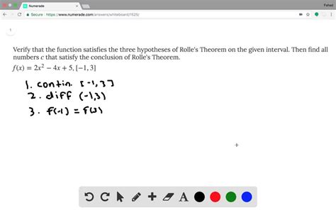 solved verify that the function satisfies the thrce hypotheses of rolle theorem on the given
