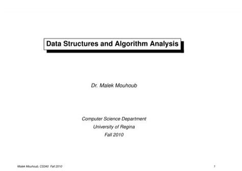 data structures and algorithm analysis the department of