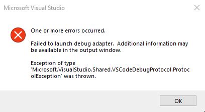 Visual Studio Blazor Failed To Launch Debug Adapter Stack Overflow