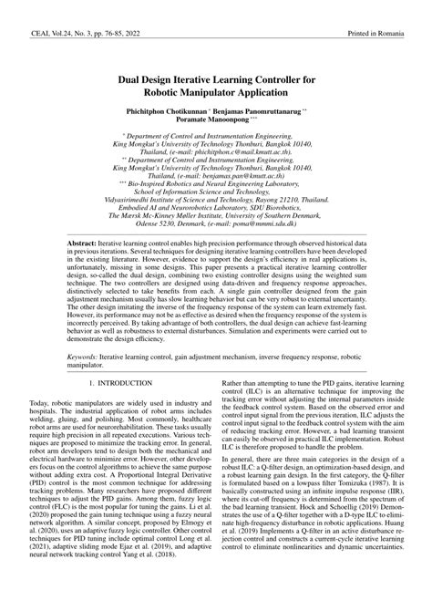 pdf dual design iterative learning controller for robotic manipulator application