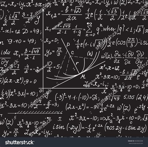 Mathematics Vector Seamless Pattern Handwritten Mathematical Stock