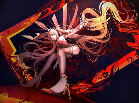Women Myrica Yellow Eyes Blonde Heels Abstract Bunny Ears Bunny Suit Bunny Girl Hd