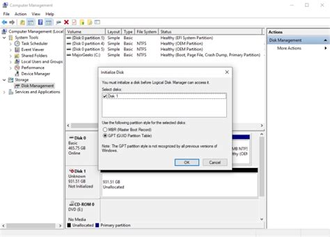 GPT GUID Partition Table Or MBR Master Boot Record When