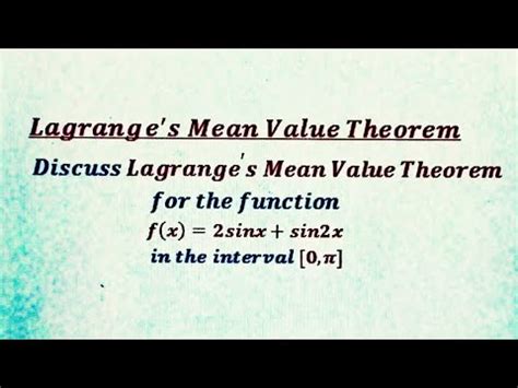 Lagrange Mean Value Theorem Differential Calculus Mean Value