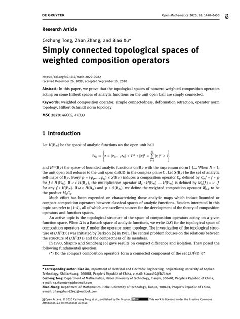 pdf simply connected topological spaces of weighted composition operators