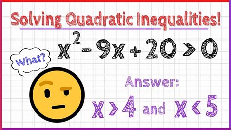 how to solve quadratic inequalities explanation and examples youtube
