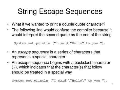 ppt string escape sequences powerpoint presentation free download id 308759