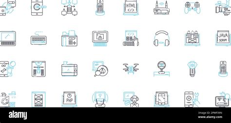 Machine Learning Linear Icons Set Neural Nerks Algorithms Artificial