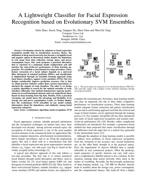 pdf a lightweight classifier for facial expression recognition based on evolutionary svm ensembles