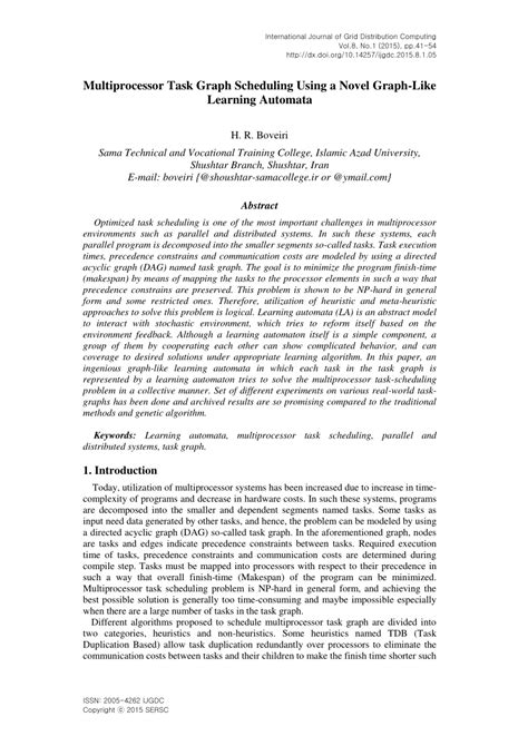 pdf multiprocessor task graph scheduling using a novel graph like learning automata
