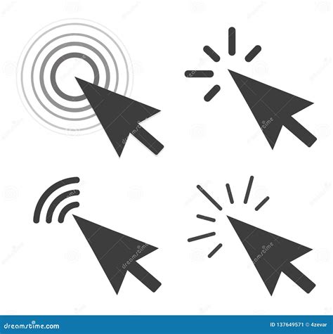 Mouse Click Cursor Icon Set Hand Finger And Arrow Cursor Pointer