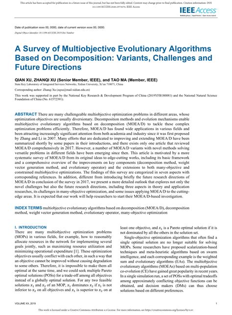 pdf a survey of multiobjective evolutionary algorithms based on decomposition variants