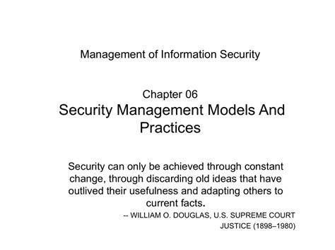 security management models and practices