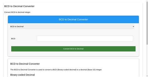 Bcd To Decimal Converter Convert Binary Coded Decimal To Decimal Integer