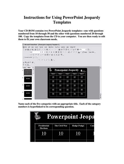 Fillable Online Instructions For Using PowerPoint Jeopardy Fax Email
