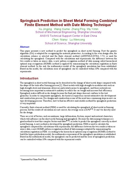 sheet ansys springback pdf finite element method deformation engineering
