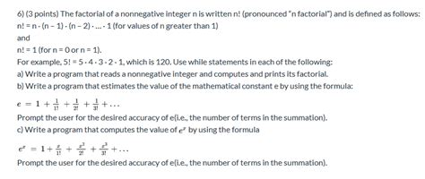 solved 6 3 points the factorial of a nonnegative integer